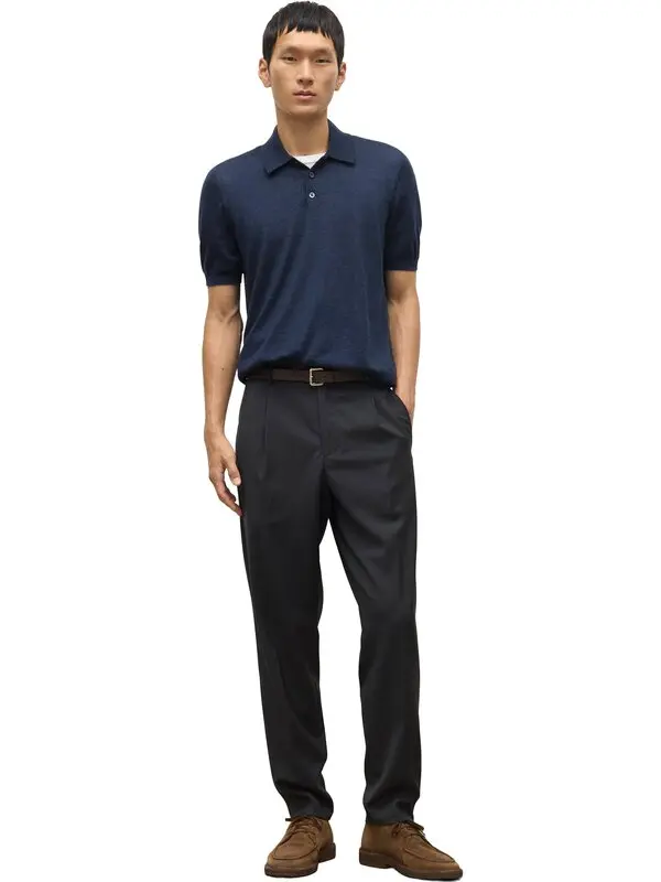 Johnstons Of Elgin Fin Superfine Cashmere Polo Shirt - Navy