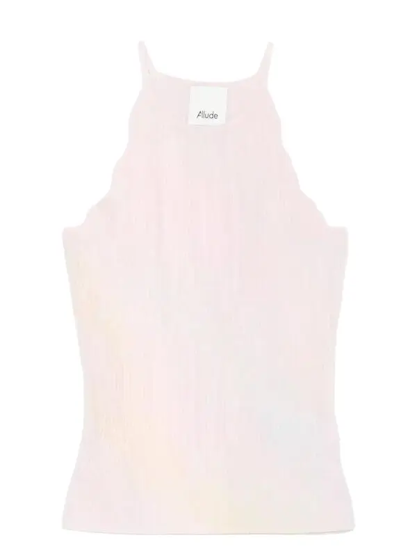 ALLUDE Scalloped Ribbed Tank Top - Pink