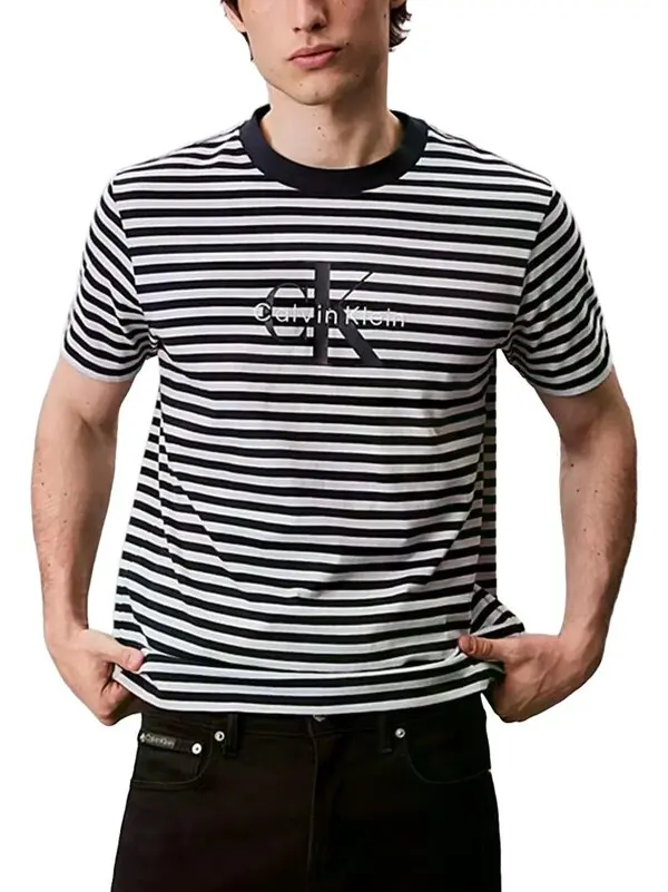 Calvin Klein Striped Logo T-shirt - Blue