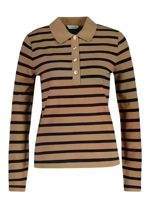 Gant Striped Polo Top - Neutrals
