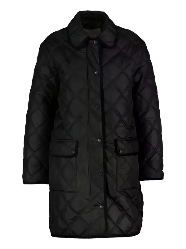 Gant Quilted Coat With Corduroy Trim - Black