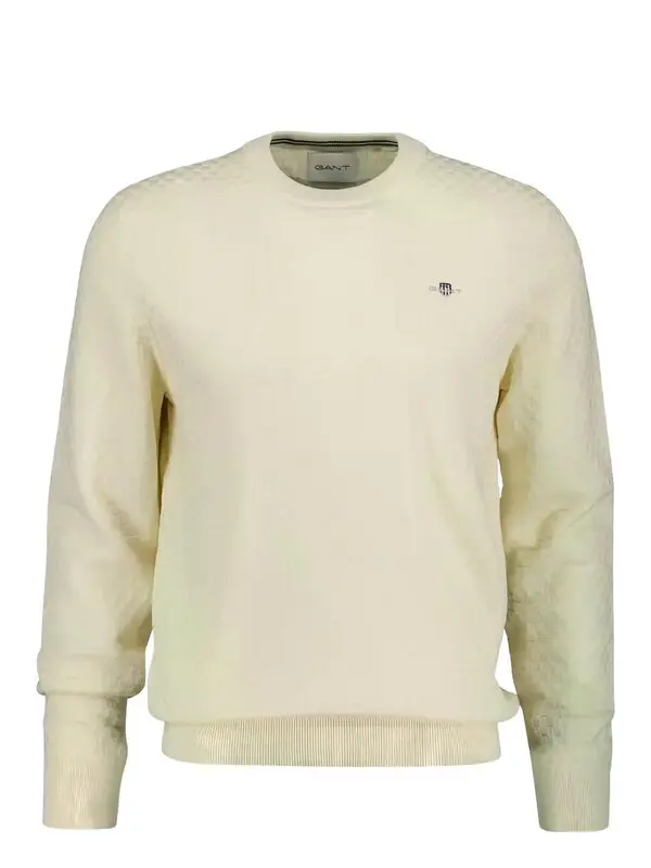 Gant Textured Crew-neck Pullover - Neutrals