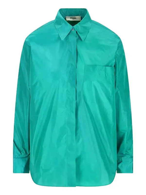 Fendi Silk Long-sleeve Shirt - Blue