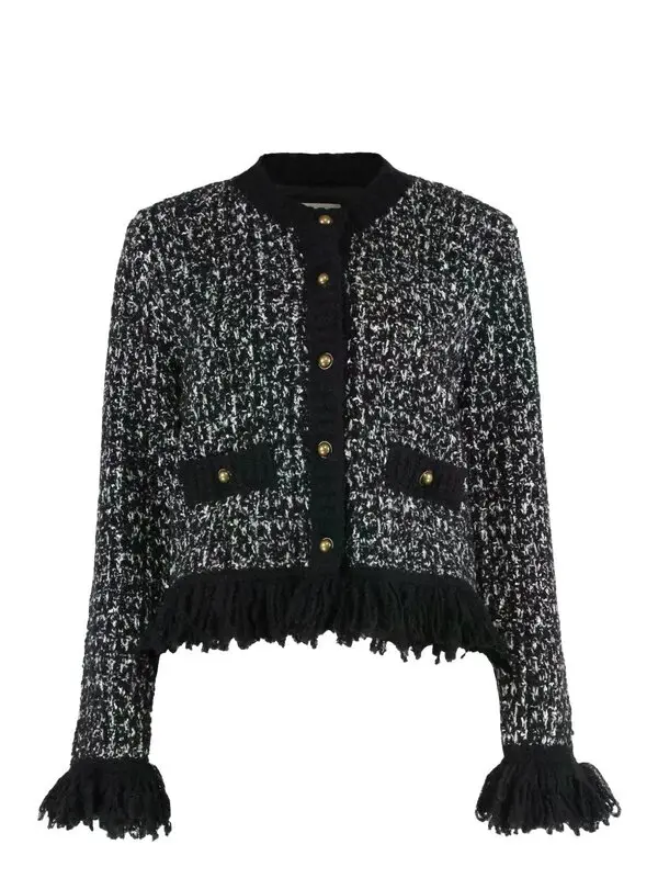 Moncler Fringe-trim Tweed Jacket - Black