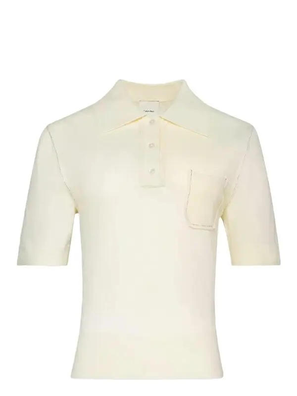 Calvin Klein Wool Polo Top - Neutrals