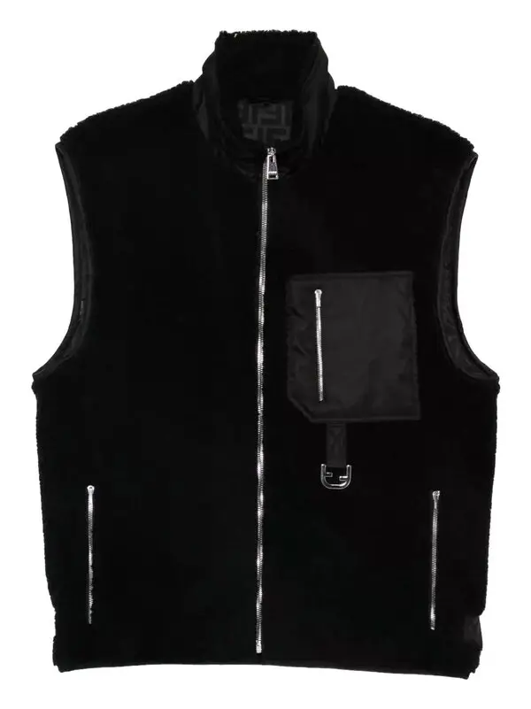 Fendi Zip-up Gilet With Chest Pocket - Black