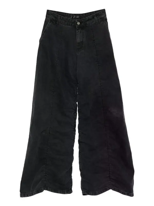 PALMATIC STUDIO Ruched Paneled Wide Leg Jeans - Black
