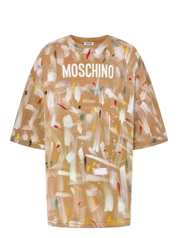 Moschino Beige Paint-splatter T-shirt - Neutrals