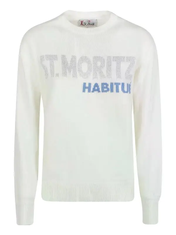 MC2 SAINT BARTH Intarsia Slogan Sweater - White