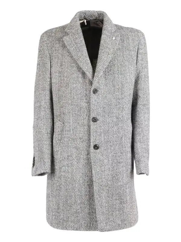 BRANDO Herringbone Pattern Coat - Grey