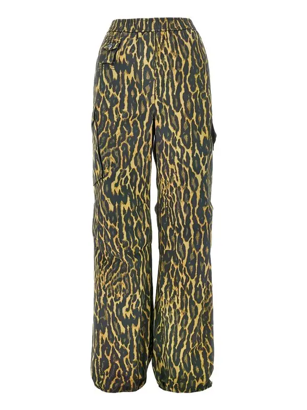 GANNI Leopard Print Trousers - Black