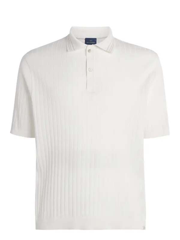 Paul & Shark Piuma Cotton Ribbed Polo Shirt - White