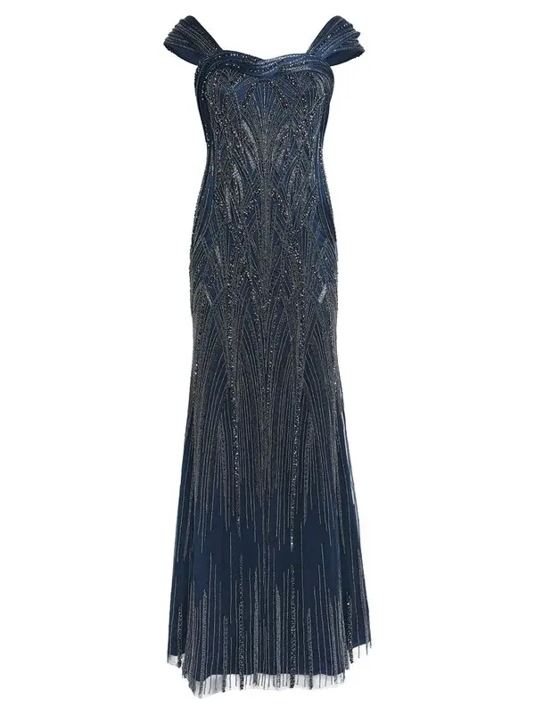 GAURAV GUPTA Embellished Orbit Sculpt Gown - Blue