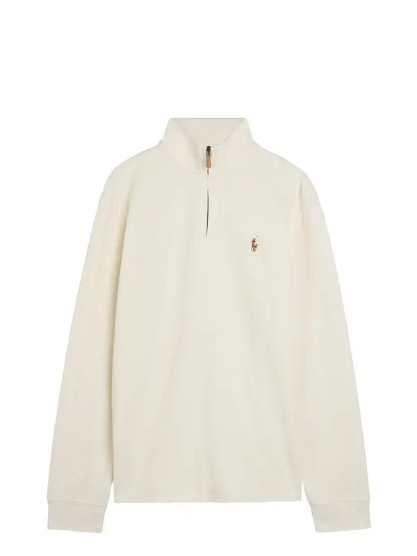 Polo Ralph Lauren Logo-embroidered Half-zip Cotton Jumper - Cream