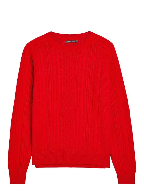 BEGG X CO Cable-knit Cashmere And Cotton-blend Jumper - Red