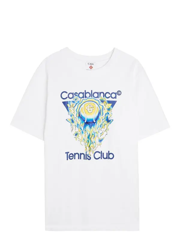 Casablanca Tennis Club Icon Printed Cotton T-shirt - White