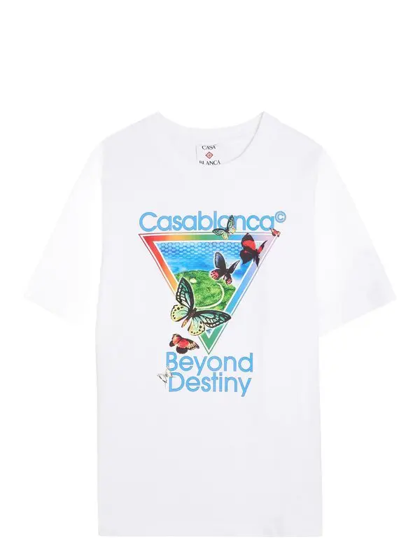 Casablanca Tennis Club Icon Beyond Destiny Printed Cotton T-shirt - White