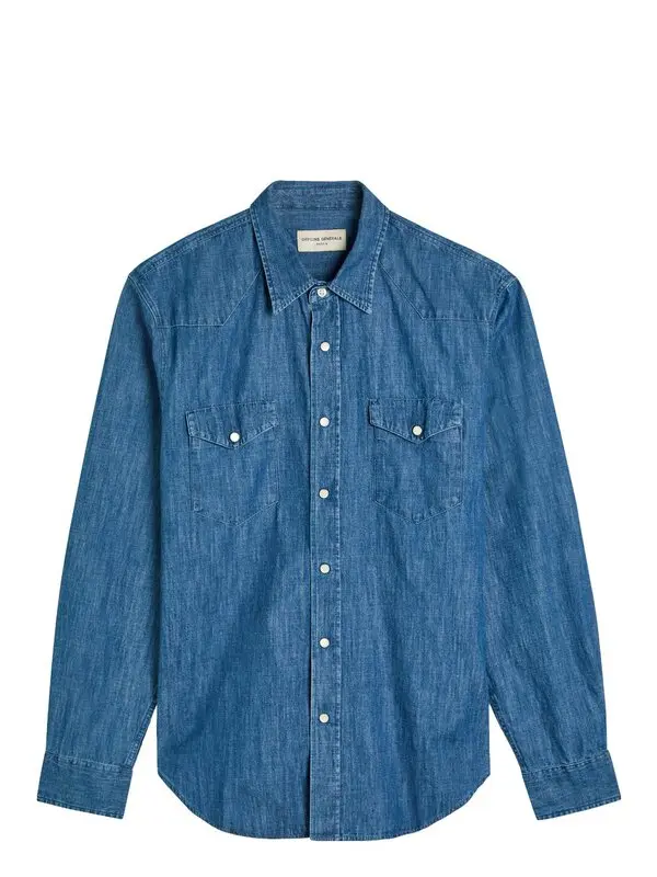 Officine Générale Chambray Shirt - Mid Blu