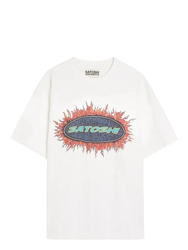 SATOSHI NAKAMOTO Blender Printed Cotton T-shirt - White
