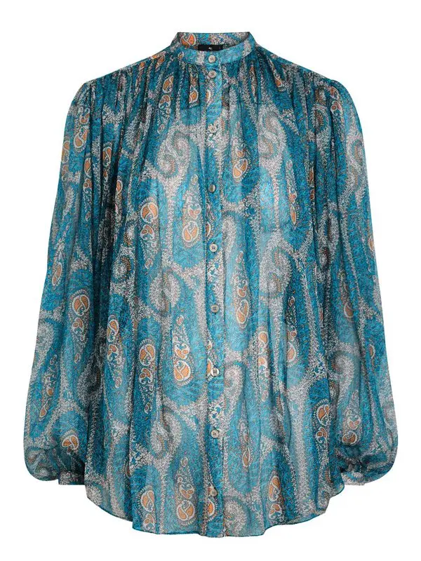 Etro Patterned Silk Blouse - Blue