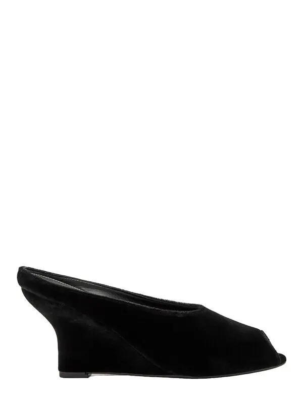 TOTEME 85 Velvet Peep-toe Mules - Black