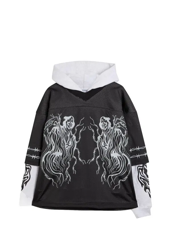 WARREN LOTAS Layered-effect Hooded Jersey Sweatshirt - Black