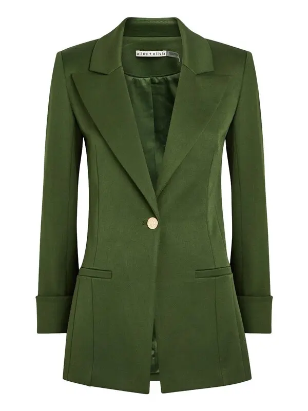 Alice + Olivia Burns Woven Blazer - Dark Green