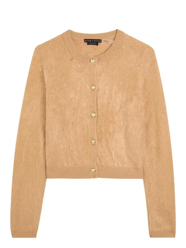 Alice + Olivia Dollie Brushed Cashmere-blend Cardigan - Light Brown