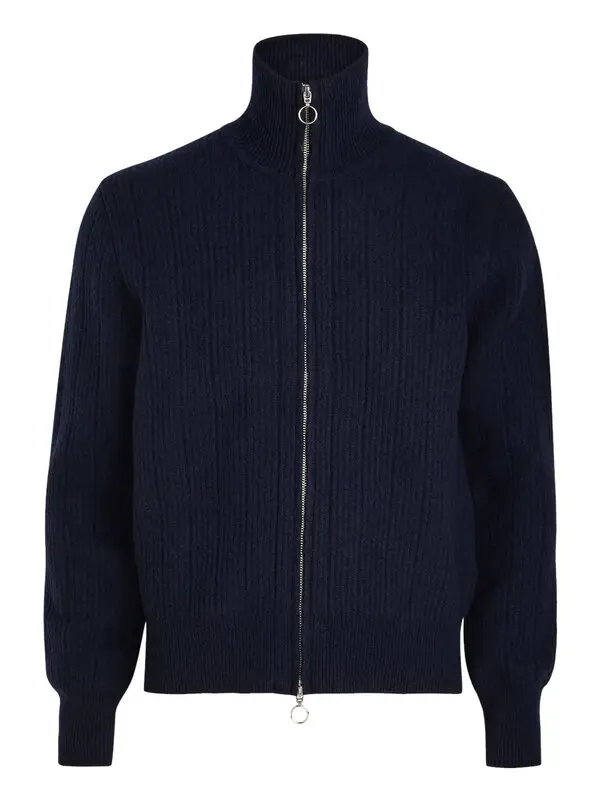 Oliver Spencer Overton Ribbed Merino Wool Cardigan - Navy