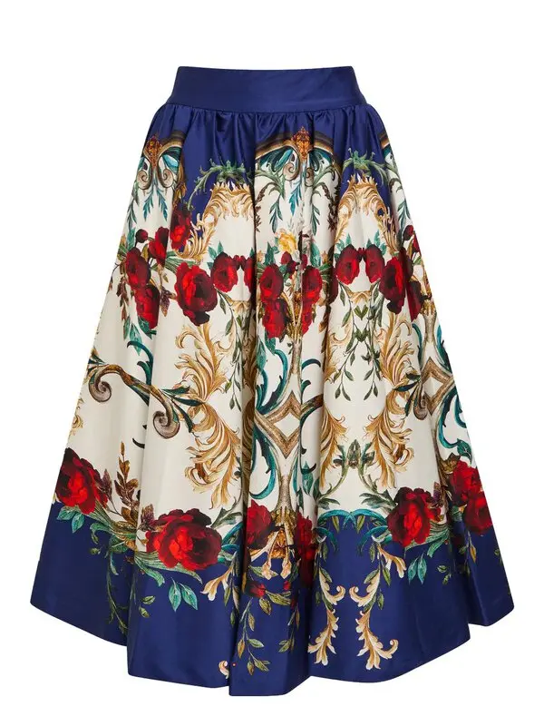 Alice + Olivia Floral-print Cotton-poplin Midi Skirt - Multicoloured