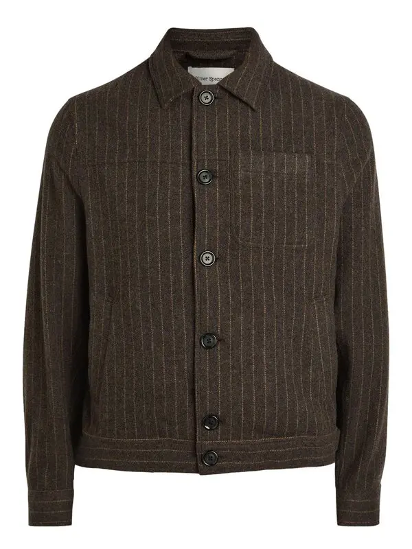 Oliver Spencer Buffalo Striped Wool-blend Overshirt - Brown