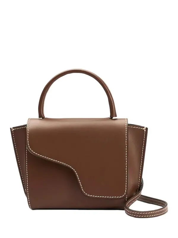 ATP ATELIER Montalcino Mini Handbag With Contrast Stitch - Brown