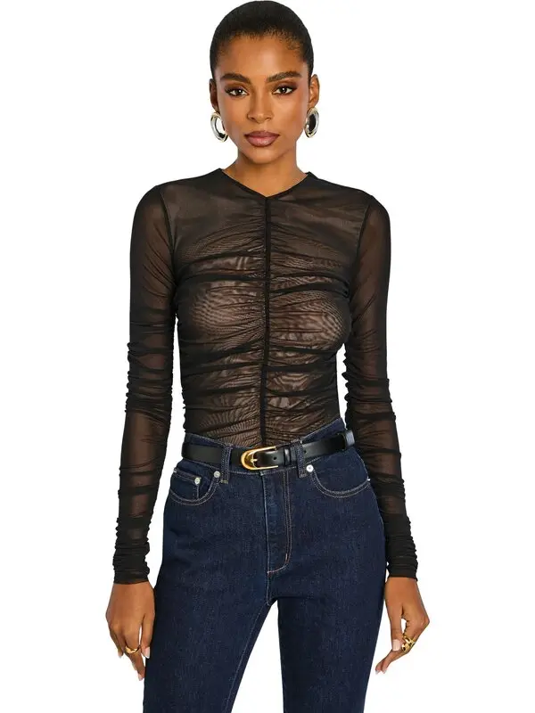 SEROYA Eirlys Mesh Top - Black/nude