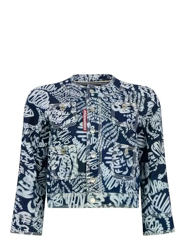 Dsquared2 Lettering-print Denim Jacket - Blue