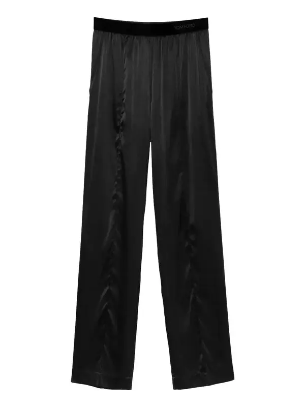 TOM FORD Logo Silk Pajama Trousers - Black