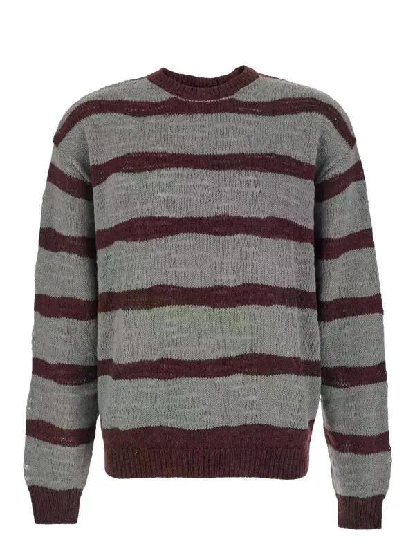 COOR Striped Crew-neck Sweater - Grey