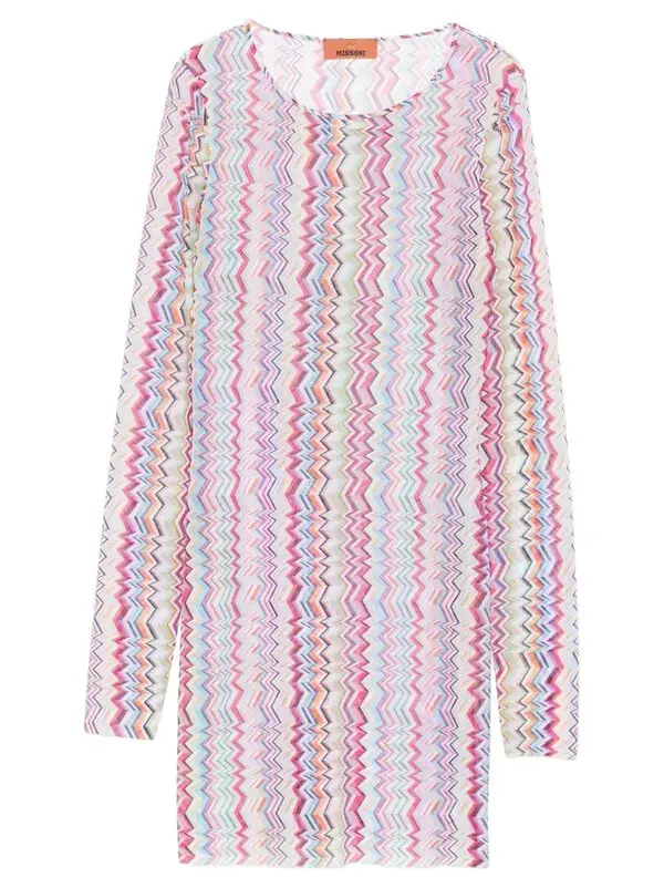 Missoni Chevron-pattern Mini Dress - White