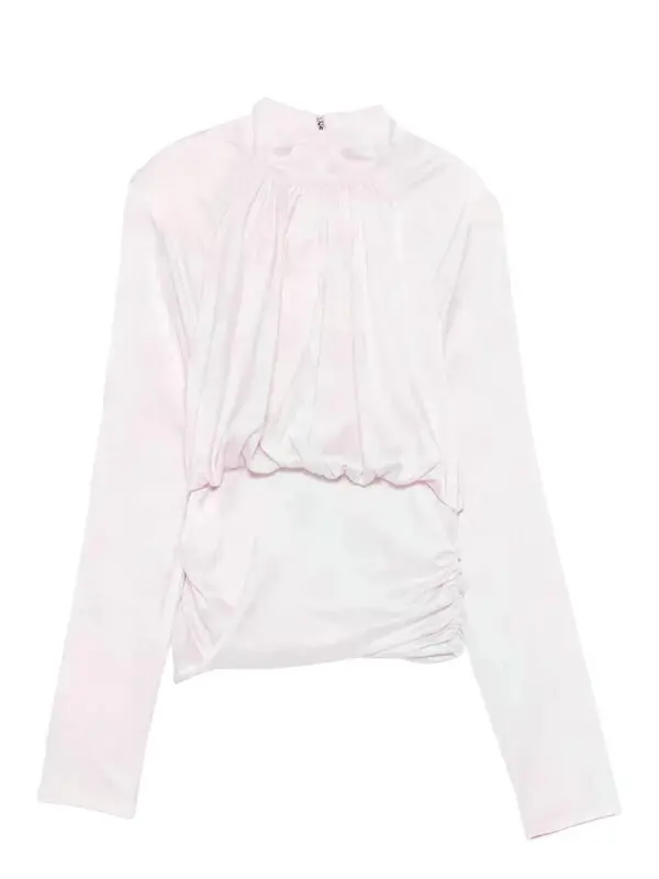 ROTATE BY BIRGER CHRISTENSEN Floral-jacquard Long-sleeve Blouse - Pink