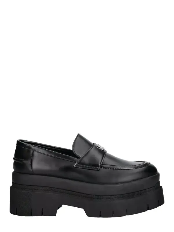 Hugo Logo Platform Loafers - Black