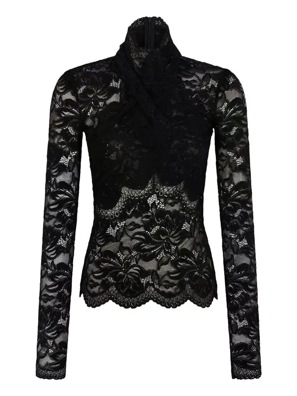 Rabanne Lace Long-sleeve Blouse - Black