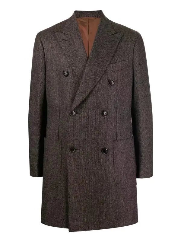 Luciano Barbera Houndstooth-pattern Wool Coat - Brown