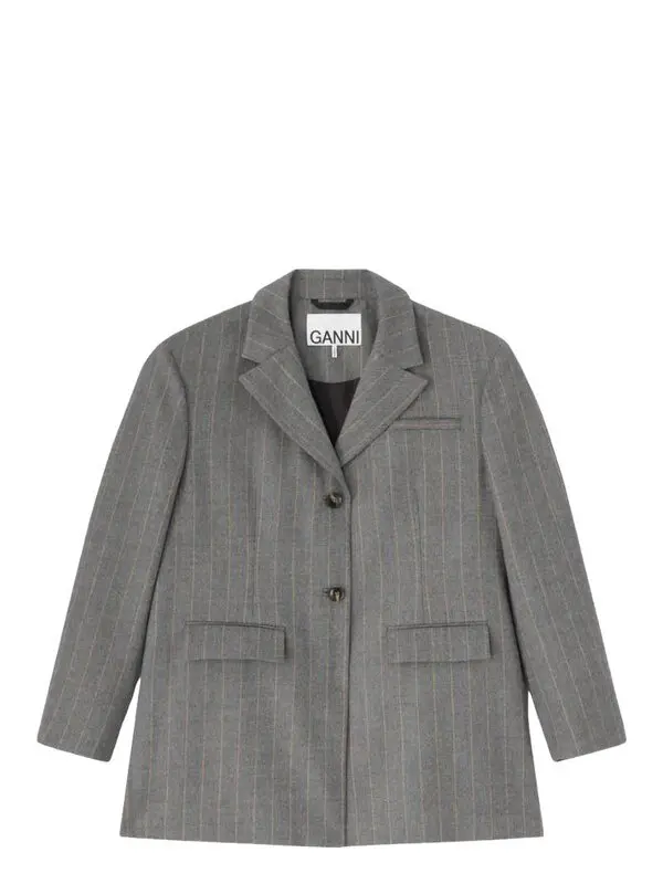 GANNI Pinstripe Blazer - Grey