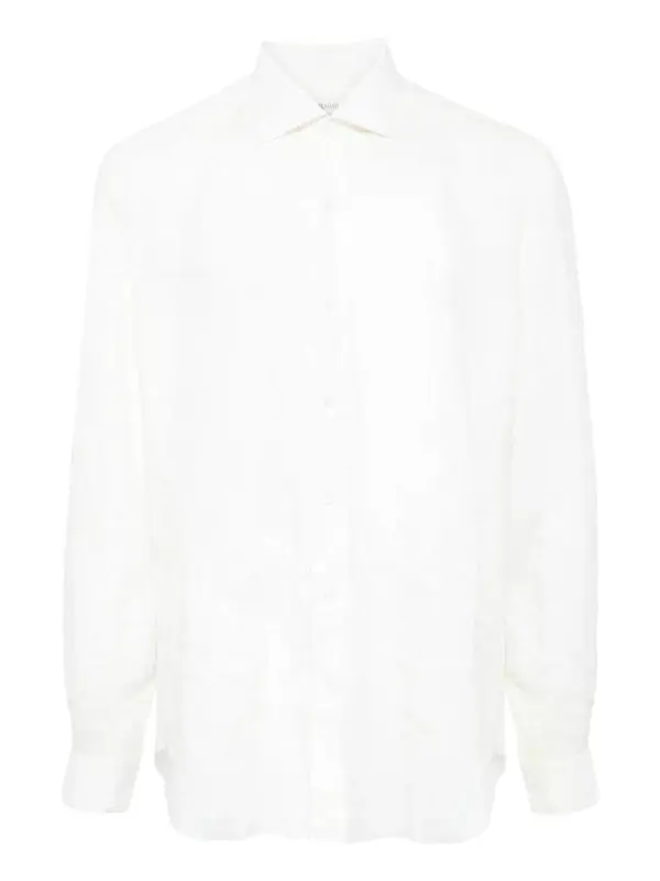 Luciano Barbera Cutaway-collar Linen Shirt - White