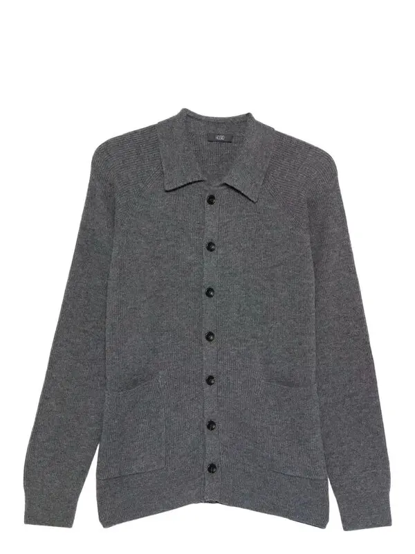 HOSIO Polo-collar Cardigan - Grey
