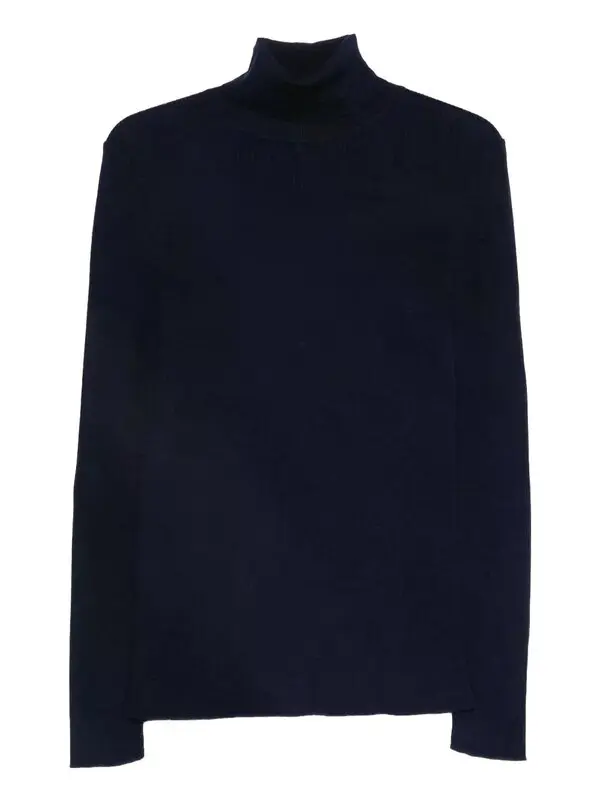 SUNFLOWER Ribbed Knit Roll-neck Sweater - Blue
