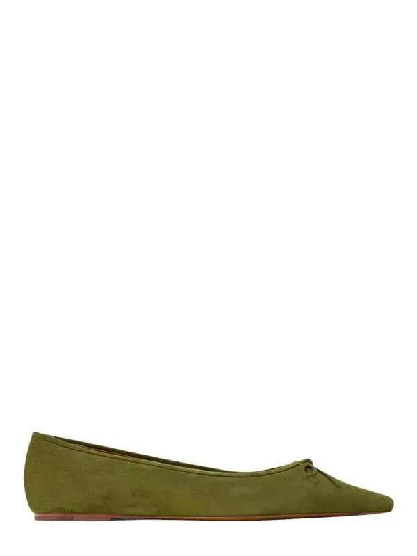 Polo Ralph Lauren Pointed Bow Suede Ballet Flat - Green