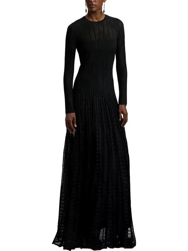 Ralph Lauren Ribbed Pleated Maxi Dress - Black
