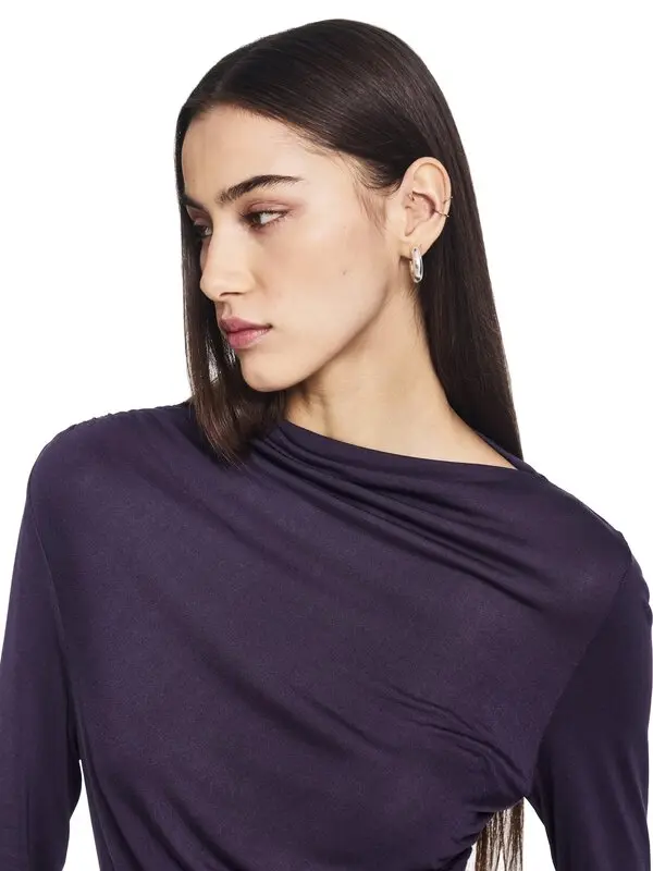 NINETY PERCENT Iphis Draped Long-sleeve Top - Aubergine