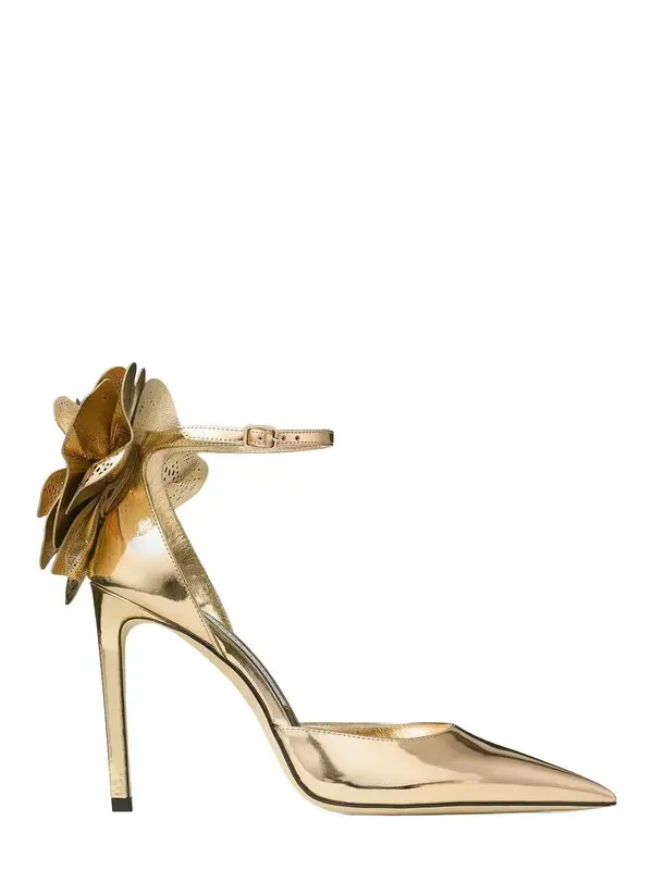 JIMMY CHOO 100mm Marja Flower Pumps - Gold