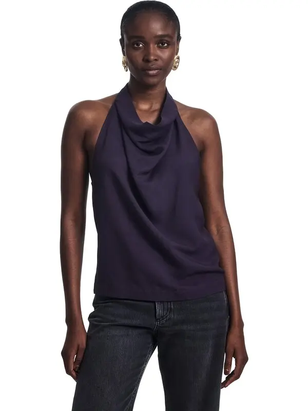 NINETY PERCENT Kayla Halterneck Top - Aubergine